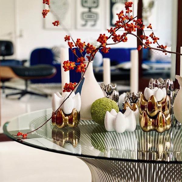 SML candle holder - gold | Porcelain candle holder – JAHOKO